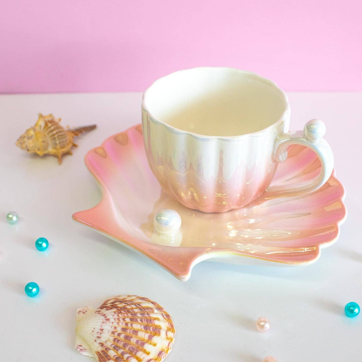 2pc SET Seashell cup & saucer – Sonrisa Boutique